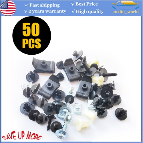 50x Engine Splash Shield Fender Bumper Screws Clips Rivet Fastener For ...