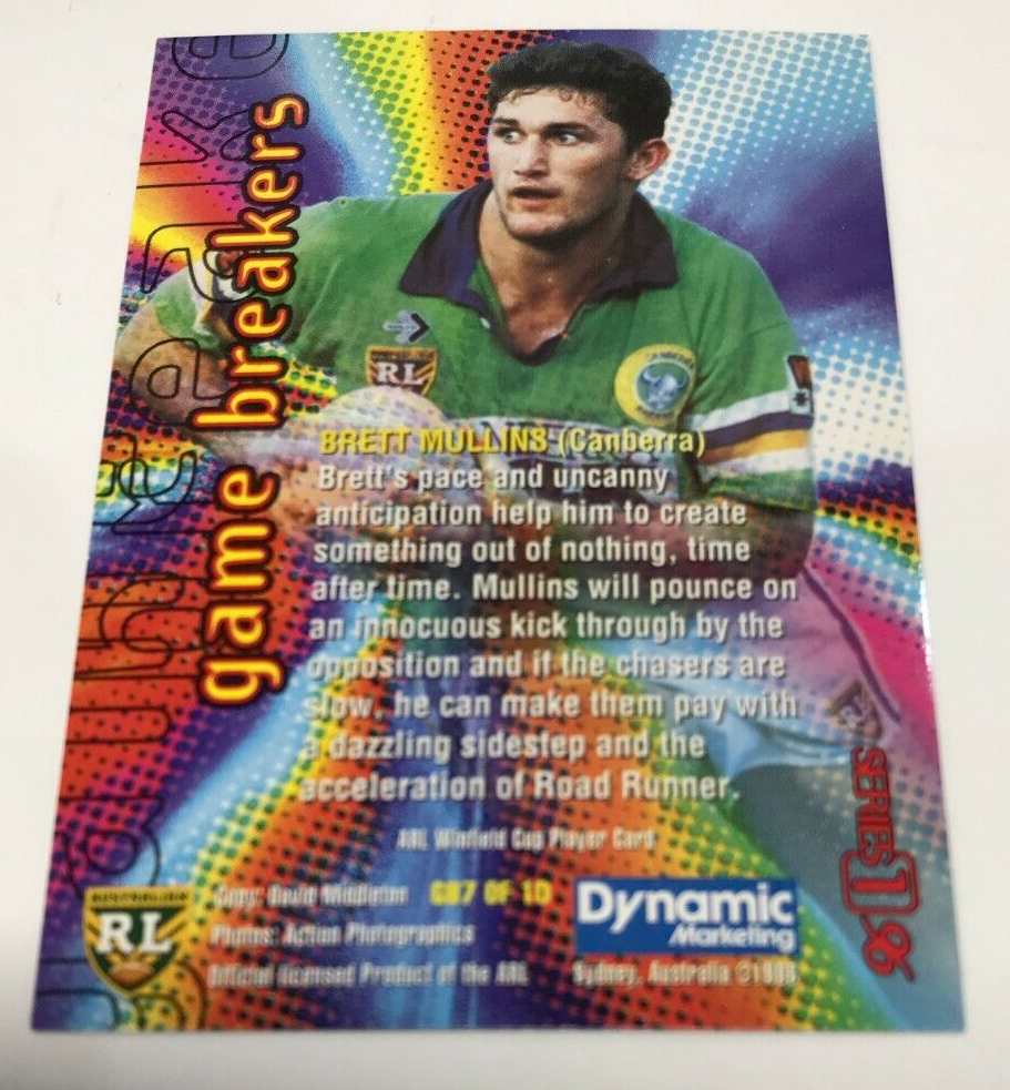 1996 DYNAMIC RUGBY LEAGUE SERIES 1 CARD GAME BREAKERS CHASE GB7 BRETT ...