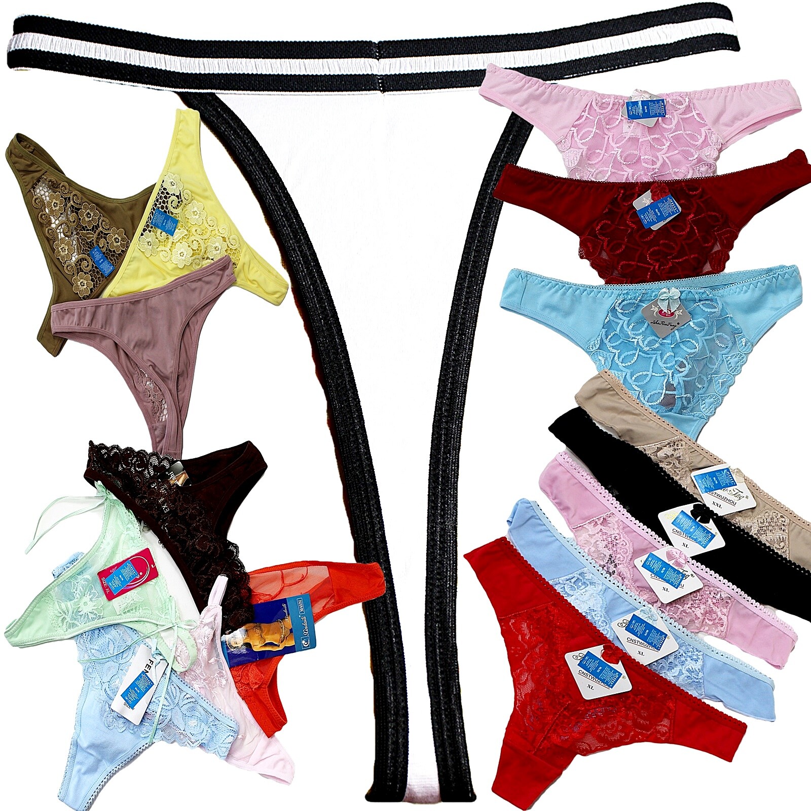 String Damen Strings Tanga 10 Stück Spitze Slip Unterwäsche Dessous ...