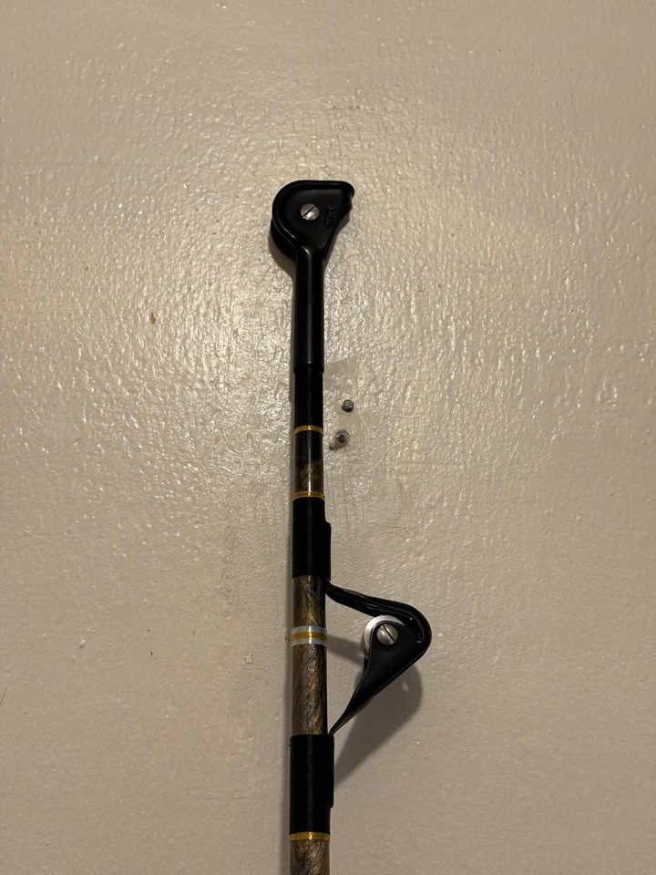 CUSTOM CONV SHARK ROD BLACK GOLD MARB ROD 6' 10" 80-130 PLUS LB AFTCO ...