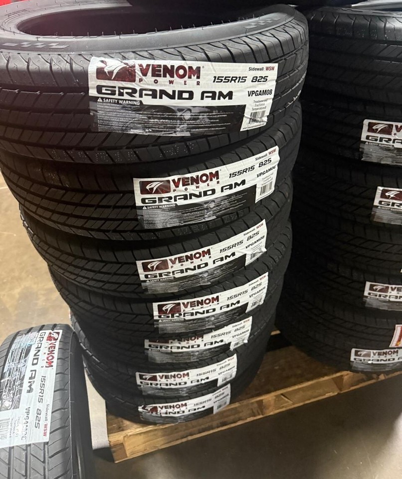 4 New Venom Power Grand AM 155R15 82S 30MM 1" Orginal White Side Wall ...