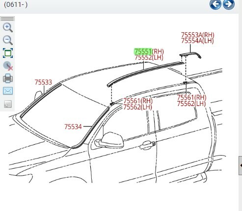 07-21 TUNDRA CREW MAX RIGHT PASSENGER SIDE ROOF DRIP MOLDING 75551 ...