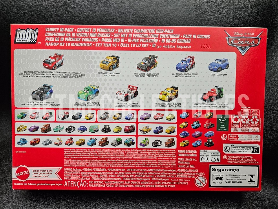 DISNEY PIXAR CARS MINI RACERS GRC METALLIC LIGHTNING MCQUEEN 10 PACK ...