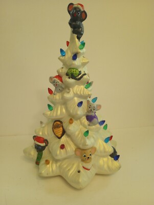 Vintage Kimple Mold 16" Lighted Christmas Mouse Ceramic Tree Rare Find ...