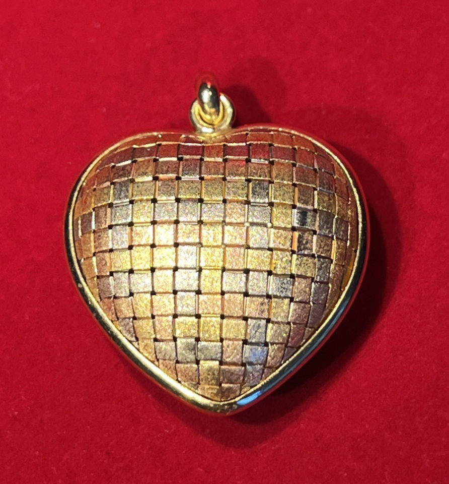 Fine Italian 18K Tri-Color Gold Weave Satin-Finish Heart Pendant | eBay