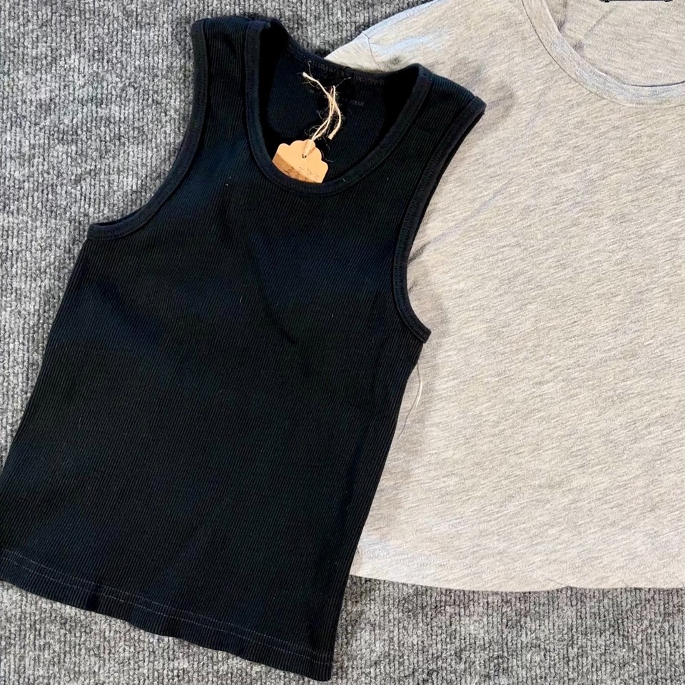 Brandy Melville Black Ribbed Tank Top Fitted Stretch | eBay UK