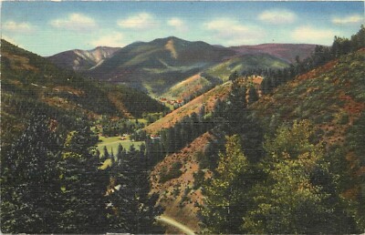 Linen Postcard 1st View of Red River City from Red River Pass NM, Taos ...