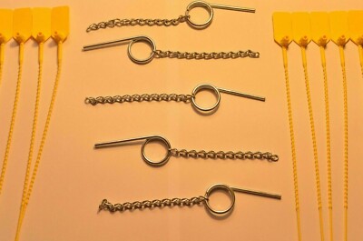 🔥🧯 5-Fire Extinguisher Safety Pull Pin &Chain With1 0-Flag Seals-YELLOW ...