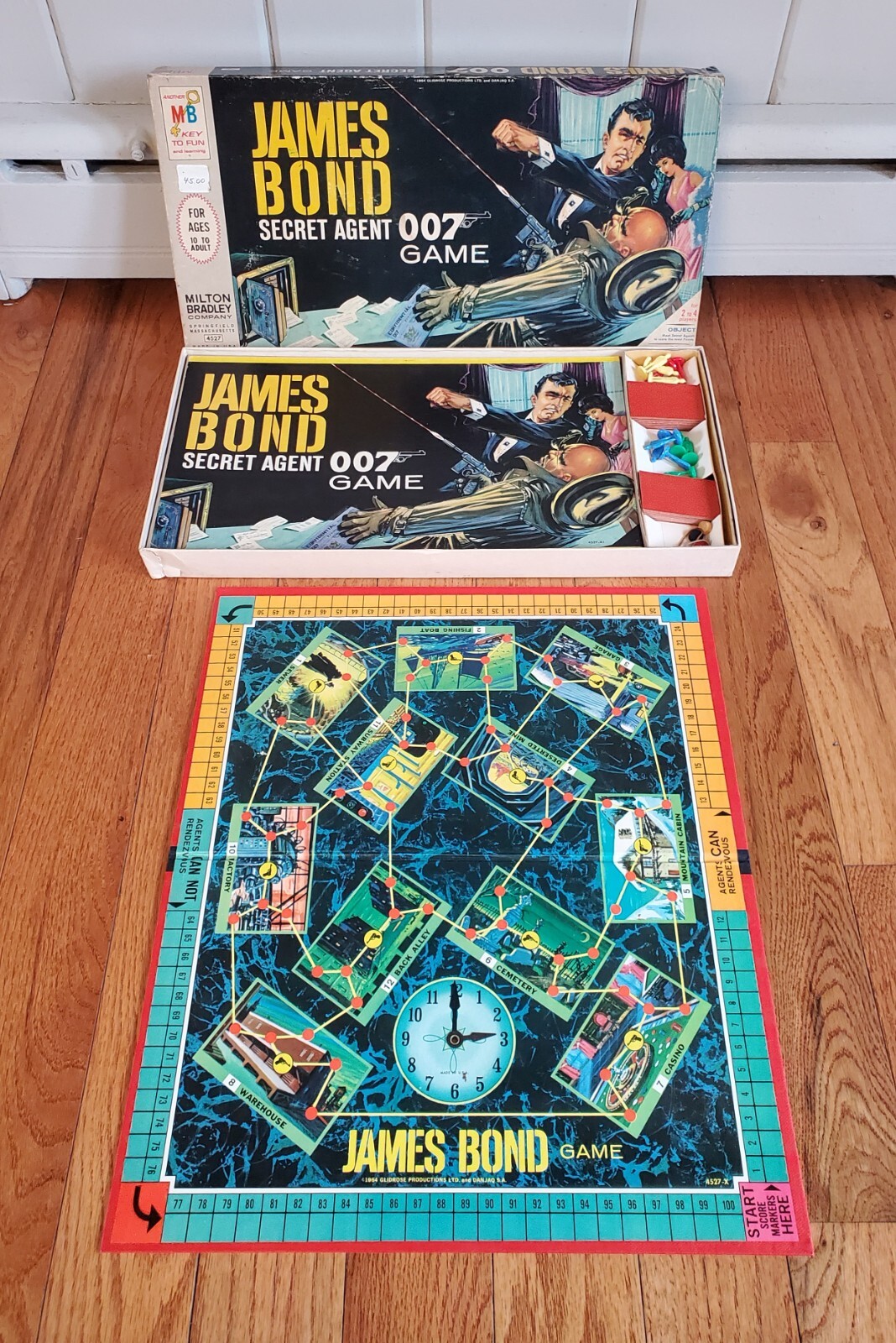 VINTAGE 1964 MILTON BRADLEY JAMES BOND SECRET AGENT 007 BOARD GAME 4527 ...