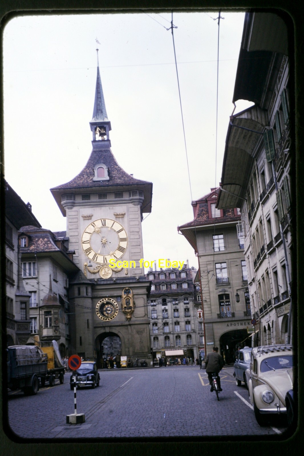 Cars on Street in Bern, Switzerland in late 1950's, Kodachrome Slide aa ...