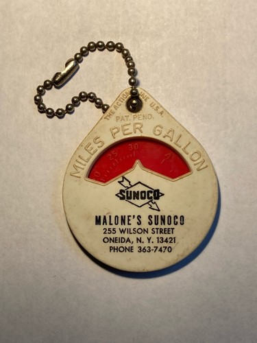 VINTAGE SUNOCO MILES PER GALLON KEYRING- GAS & OIL ADVERTISING | eBay