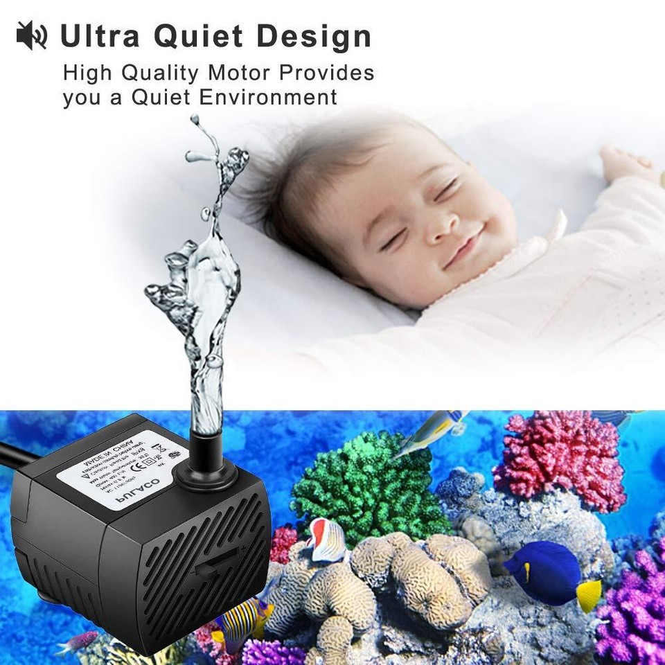 95GPH 5W Mini Submersible Water Pump for Aquarium Fish Tank, Pond ...