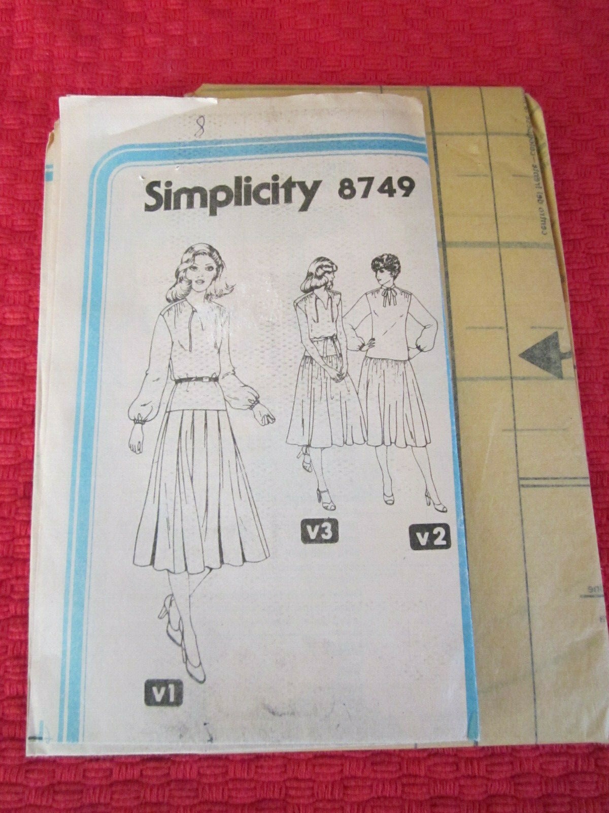 VINTAGE Simplicity 8749 Misses DRESS Pleated Drop Waist SEW PATTERN Sz ...