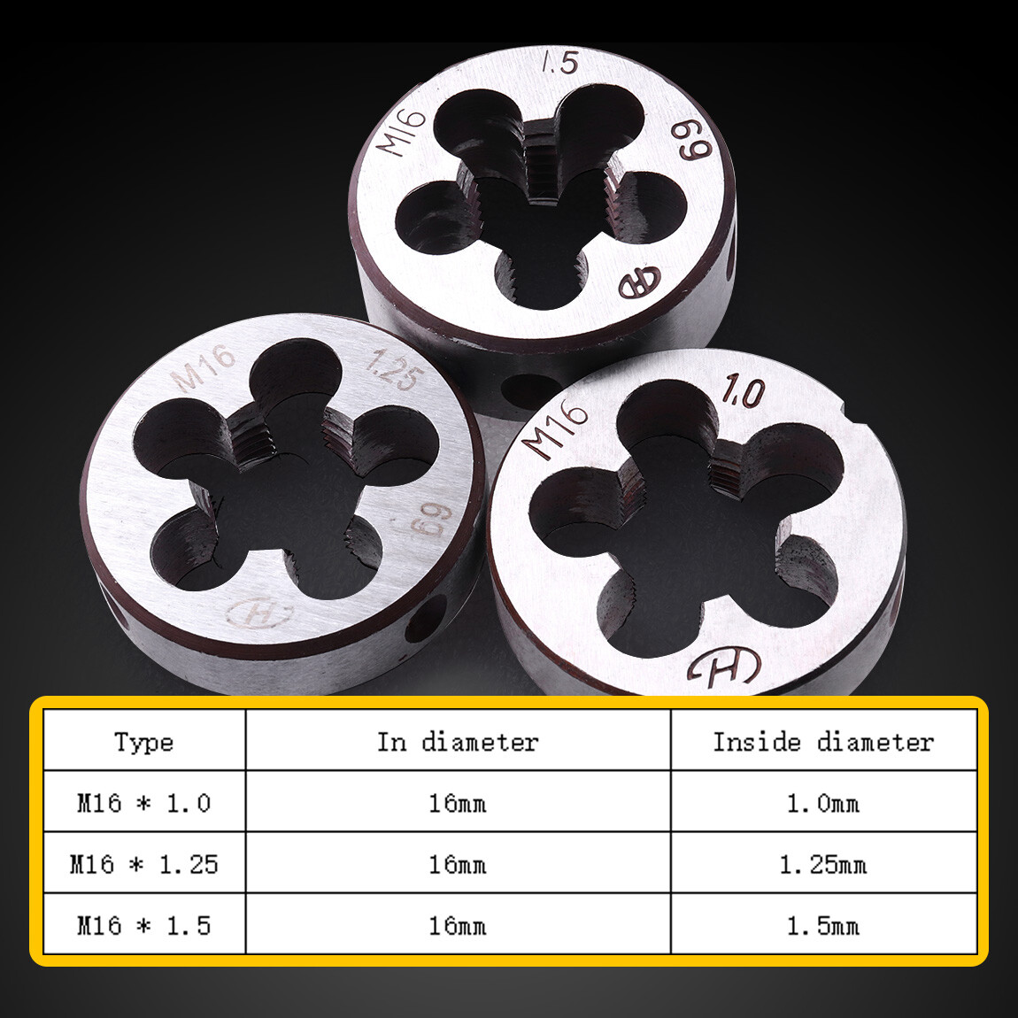 Metric Thread Cutting Die Set - M10x1, M12x1.5, M16x1.5 Right Hand ...