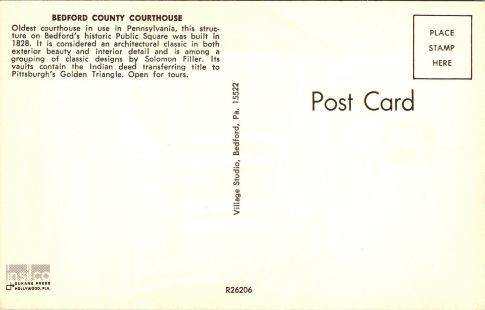 Bedford County Courthouse Pennsylvania Postcard | eBay