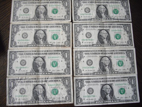 Lot of 8 Rare US Star Note $1 Dollar Bills - Circulated, Series 2009 | eBay