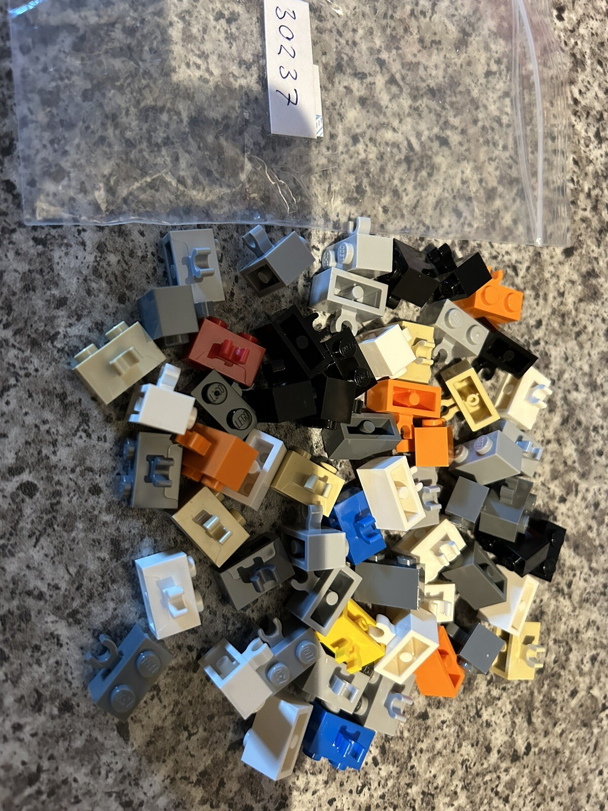 LEGO 30237 BRICK 1x2 WITH VERTICAL CLIP MIXED COLOURS QTY x 60 BRAND ...