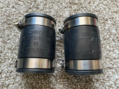 Lot of 2, Fernco 1056-150 Flexible Pipe Coupling 1-1/2” Black NEW | eBay