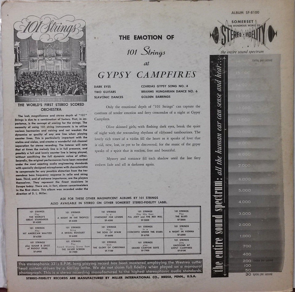 101 Strings - Gypsy Campfires 1958 Somerset 12" 33 RPM LP (EX ...