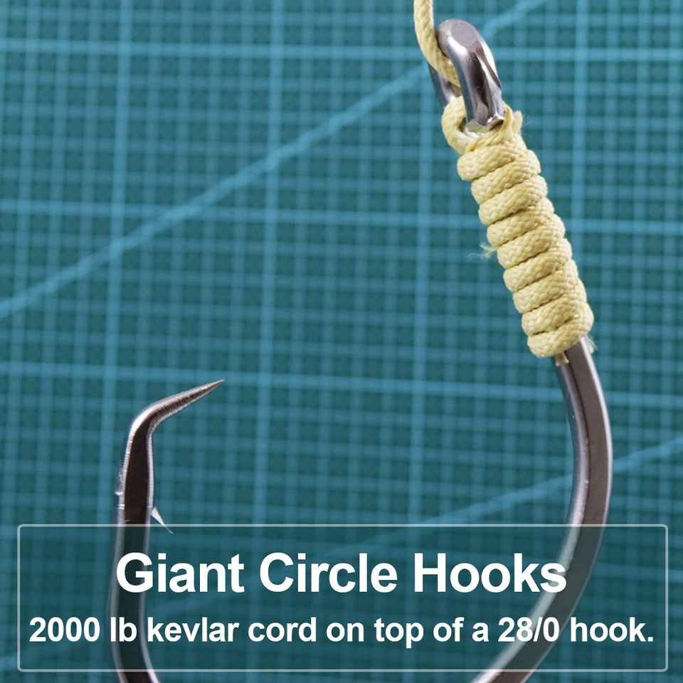 50pcs Jumbo Inline Circle Hook Sharks Saltwater Hooks Large Hooks 6/0 ...