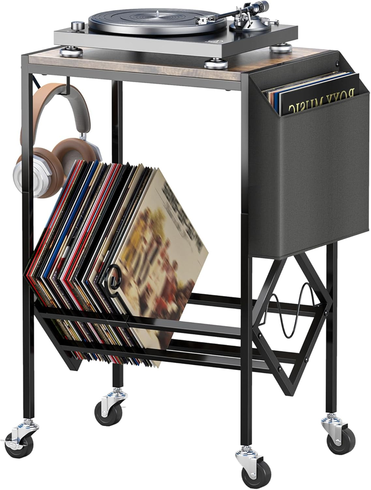 Saiduoduo Vinyl Record Player Stand, Record Player Table with Storage ...