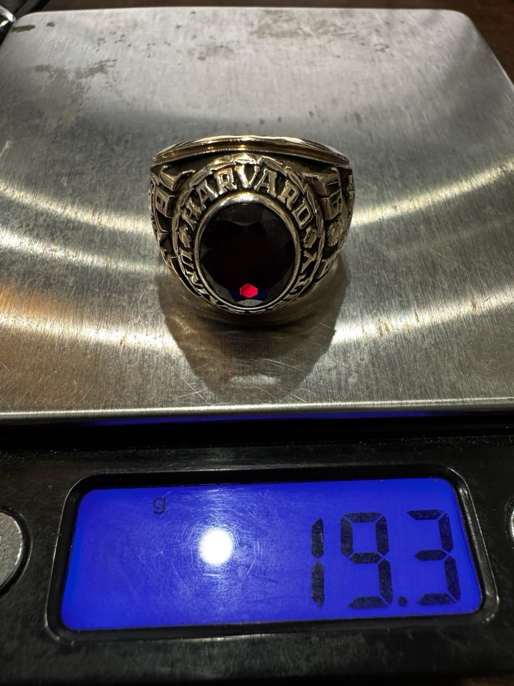Vintage 1991 Solid Gold HARVARD Class Ring. Jostens 10K, Red Stone ...
