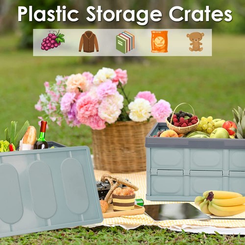 Foldable Storage Boxes with Lids [3-Pack] Collapsible Plastic Storage ...