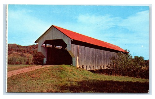 Postcard Vermont Covered Bridge in shadow of Mt Mansfield at Cambridge ...