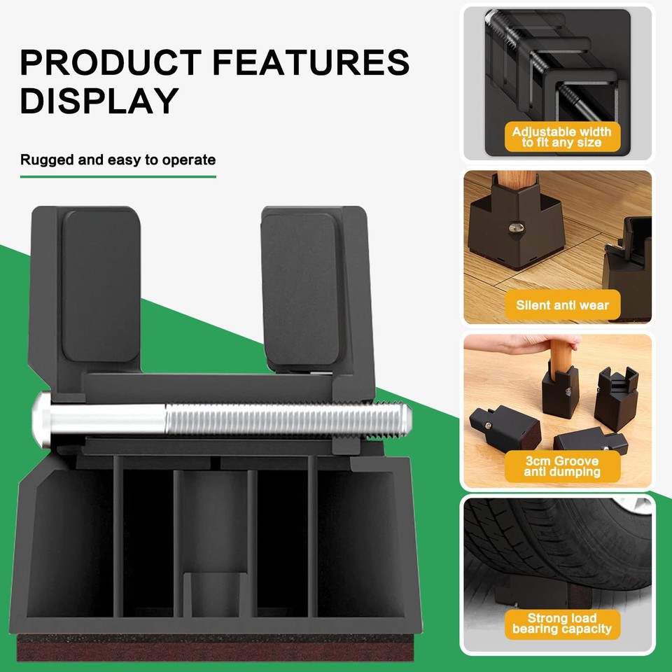 4pcs Adjustable Furniture Risers With Screw Clamp Sturdy Desk Risers ...