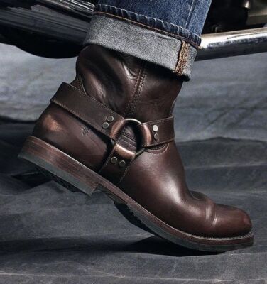 Handmade men harness ring boots for mens, formal zipper brown boots | eBay