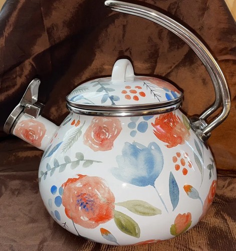Crofton floral whistling tea kettle 2.3 qt enameled | eBay