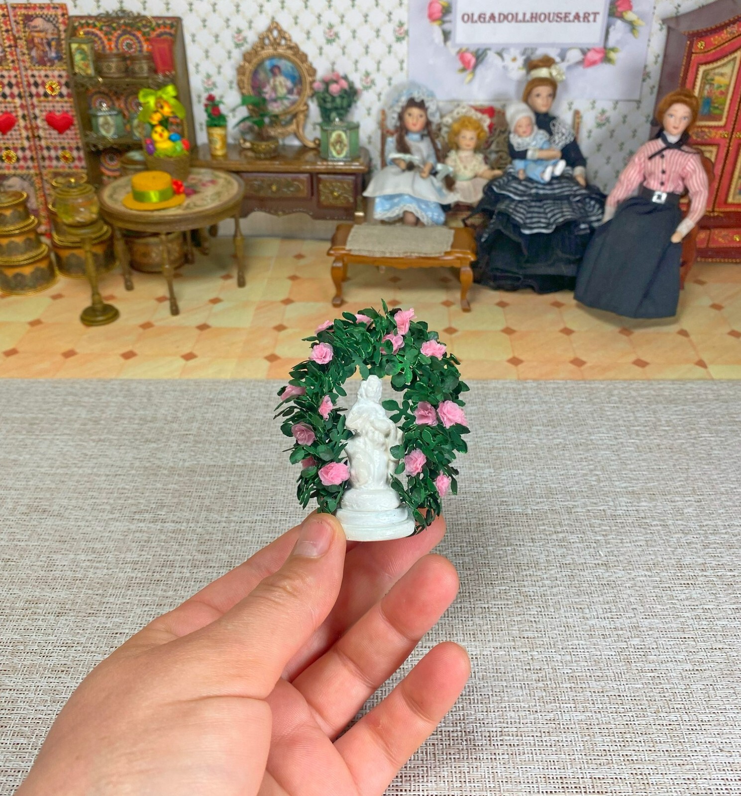 Beauty Figure Roses Flowers Park Garden Dollhouse Miniature Scale 1:12 ...