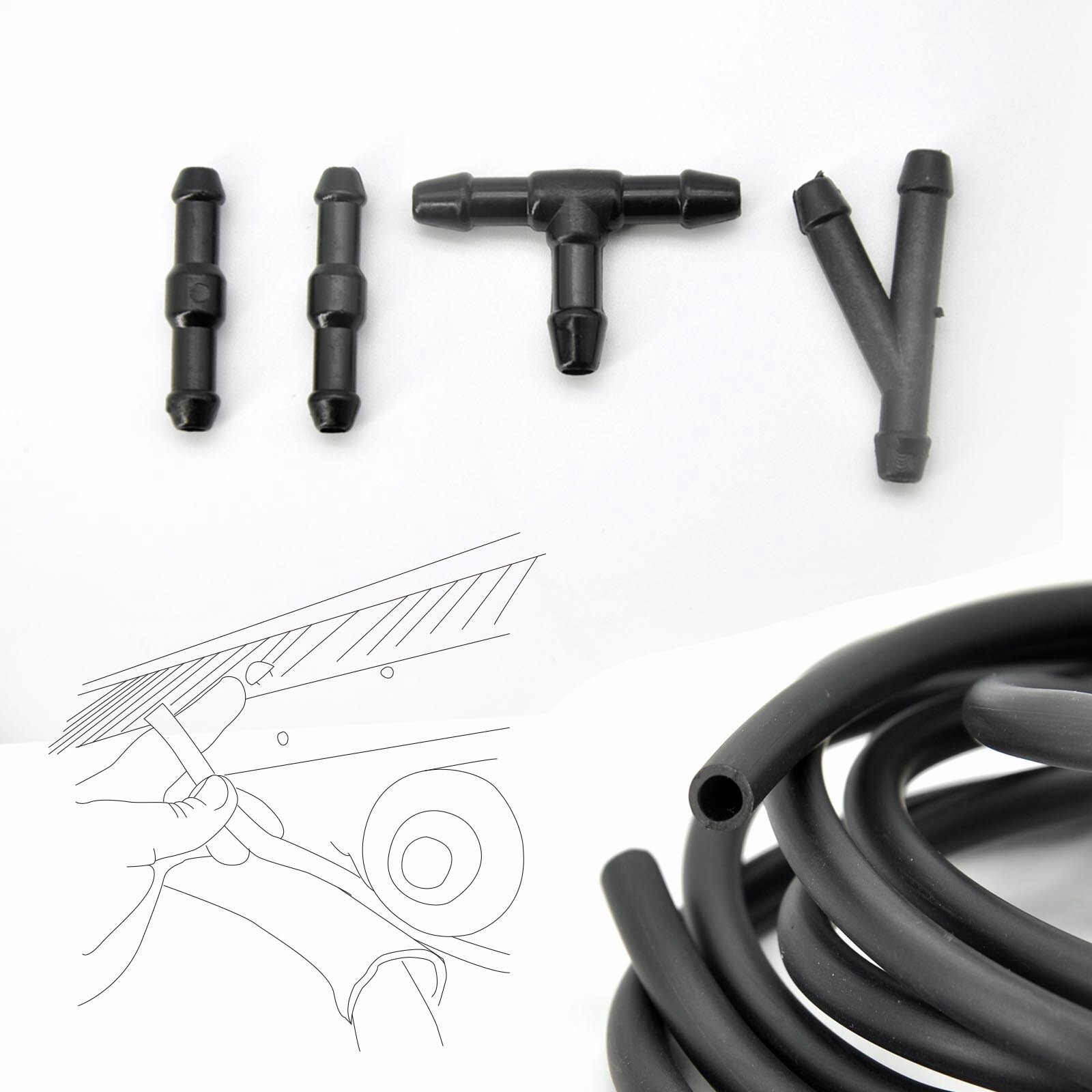 For Ford Kuga Windscreen Wiper Washer Jets Hose Tube Kit (clip to Wiper ...