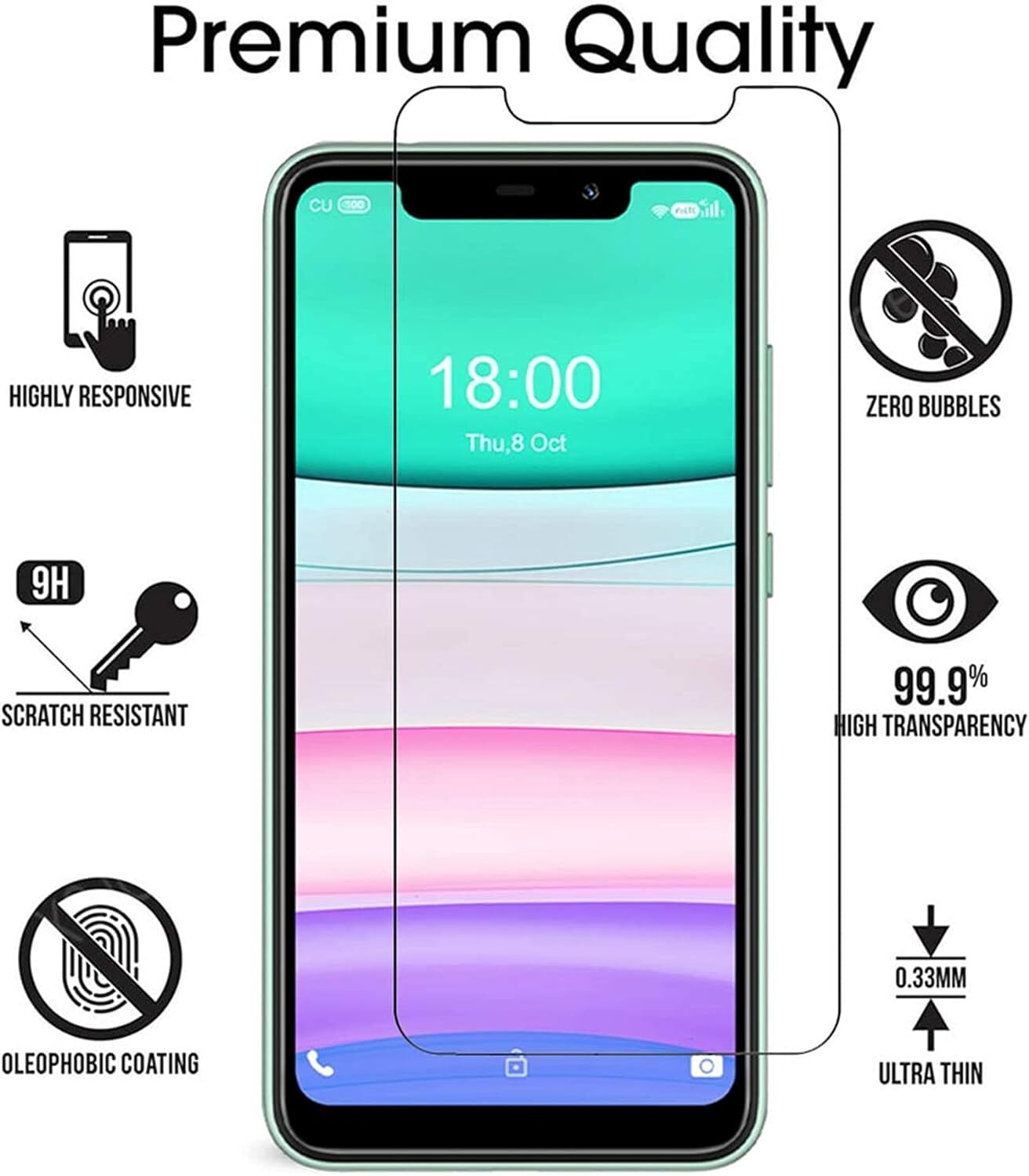 3 Set For OnePlus Open Glass Front Screen Protector with Camera Lens ...