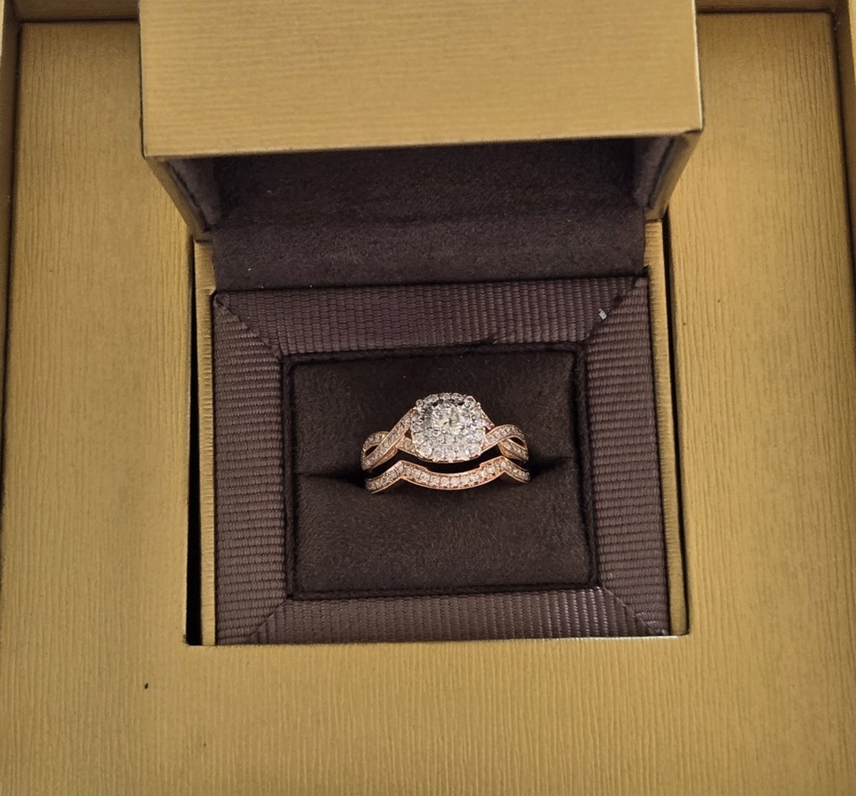 Neil Lane 14K ROSE Gold Diamond Bridal Set w/ matching wedding Band ...
