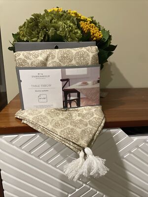 New Threshold Cotton Linen Table Throw 50" X 50" Medallion | eBay
