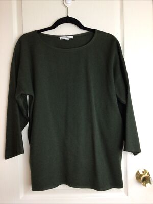 Zoran rare green diamond print 100% wool boxy minimalist tunic top S/M ...