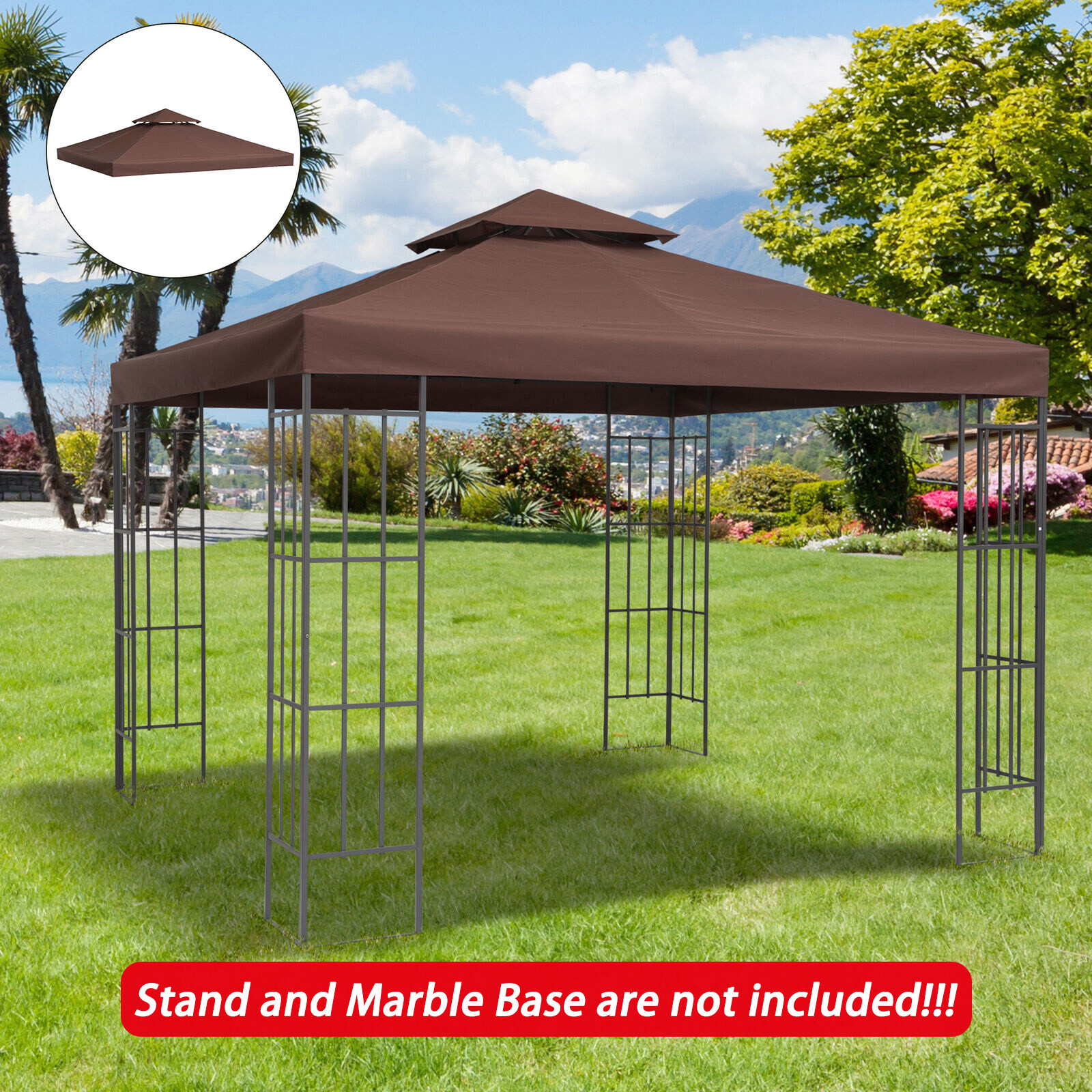 Gazebo Canopy Top Replacement Outdoor Garden Sunshade Cover For 3mx3m ...