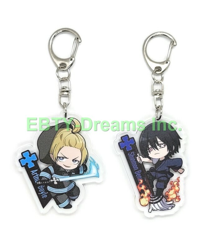 Set of 2 Fire Force Anime Acrylic Keychain Arthur Boyle, Benimaru ...