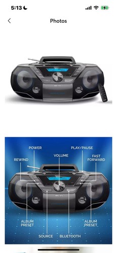 Philips AZ797T Bluetooth Boombox, Portable CD Player & Radio - Used ...