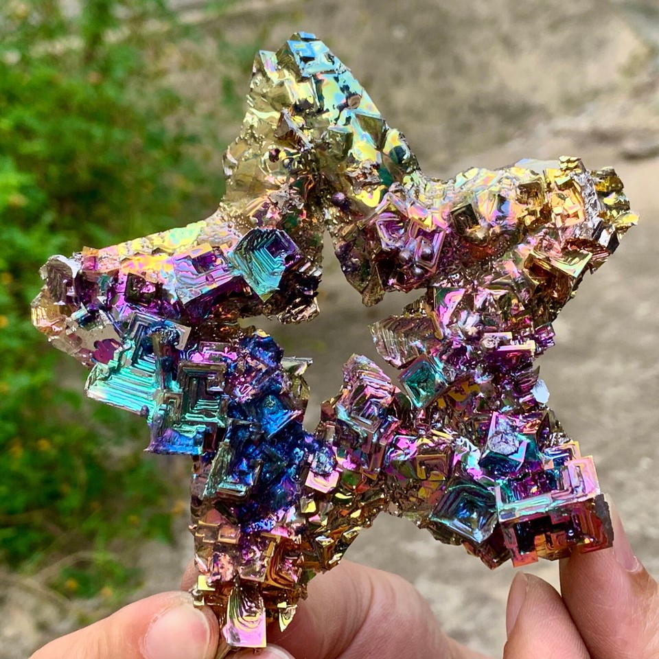 300G A+++ Gram Bismuth rainbow crystal elementBi gemstone Mineral ...