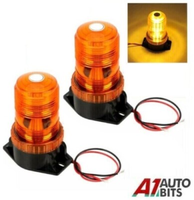 LED Flashing Beacon Strobe Light X2 Forklift Truck Digger For JCB ...