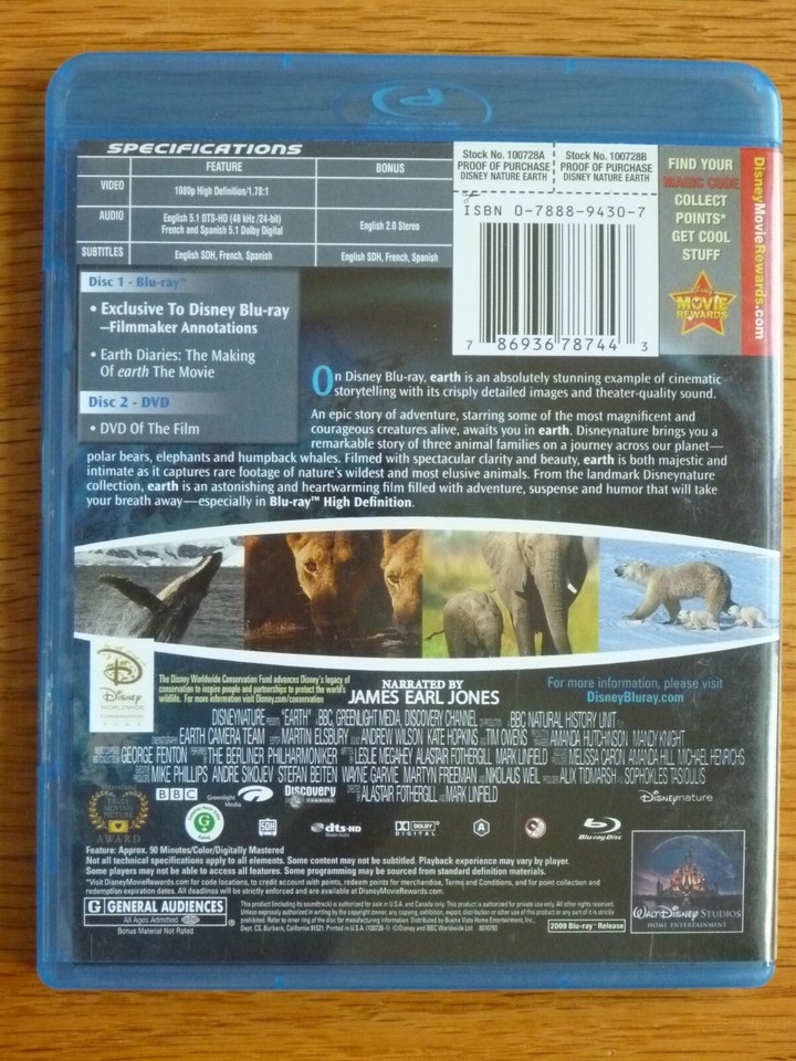 DisneyNature EARTH 2-Disc Blu-ray + DVD Combo Disney Nature BBC ...