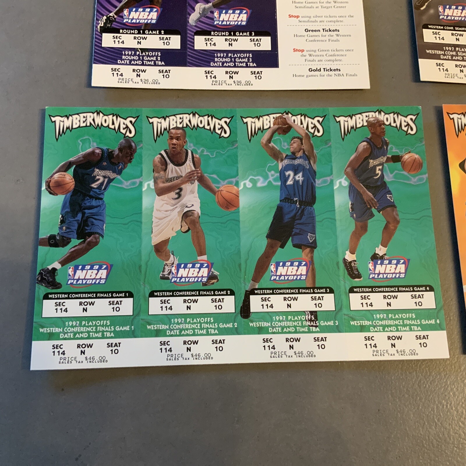 1997 Minnesota Timberwolves NBA Basketball Playoff unused Tickets ...