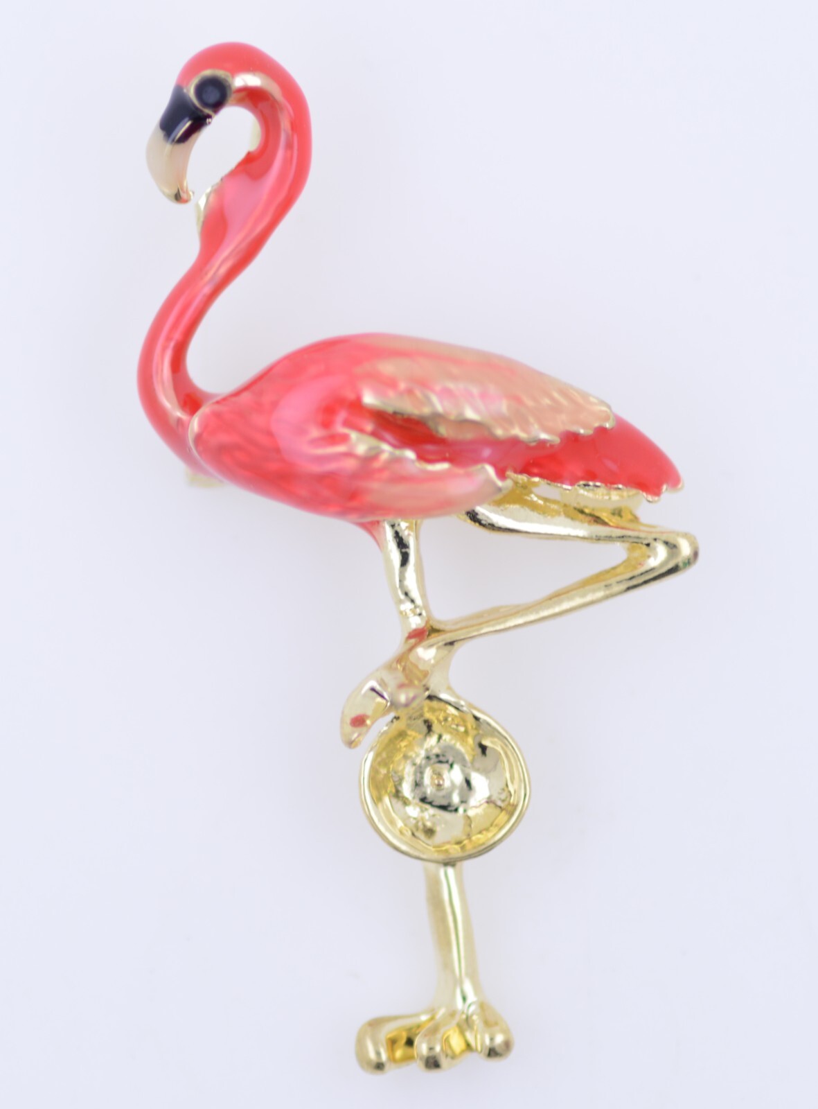 Gold tone pink flamingo brooch / pin | eBay