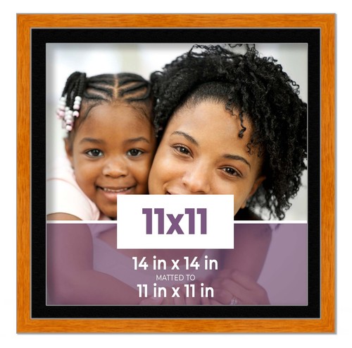 11x11 Frame Honey Pecan With Black Picture Mat For 11x11 Photo - Honey ...