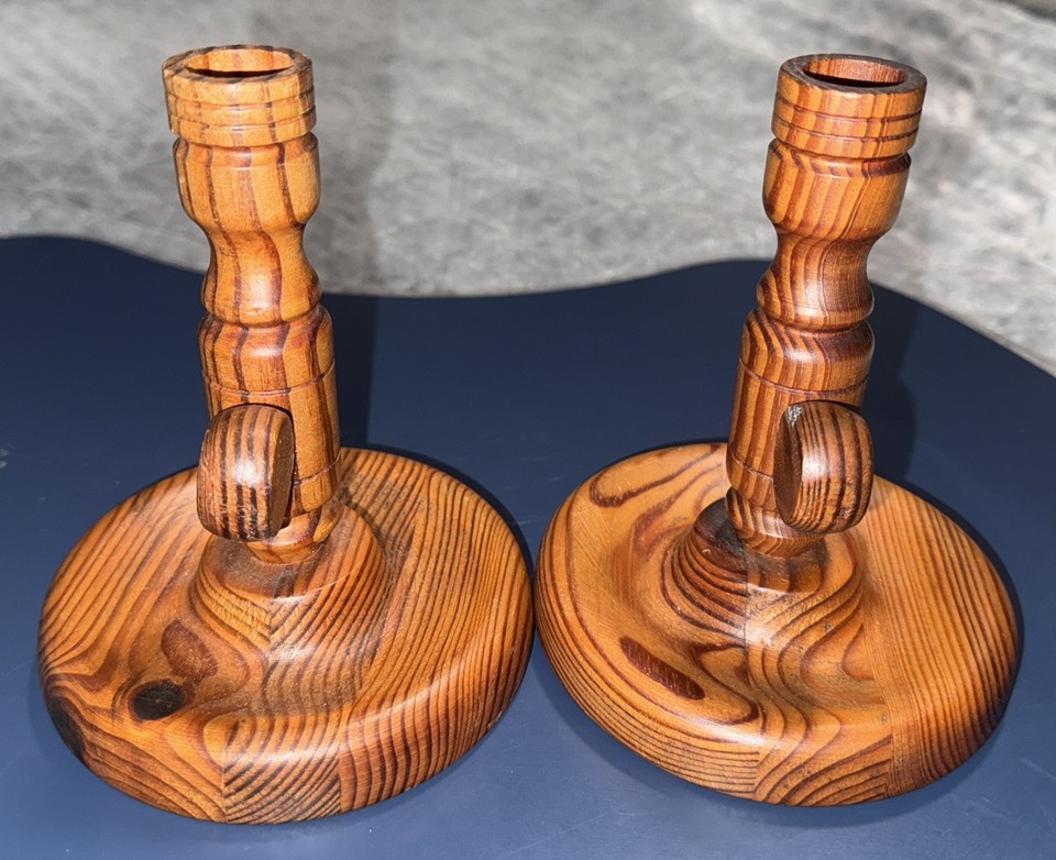 Stig Johnsson Smalandsslojd Sweden Solid Wood Candle Holders Mid ...
