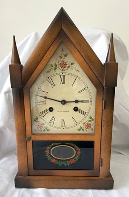 Seth Thomas Mantle STEEPLE CLOCK w KEY Sharon E 899 56 WORKS SEE VIDEO ...