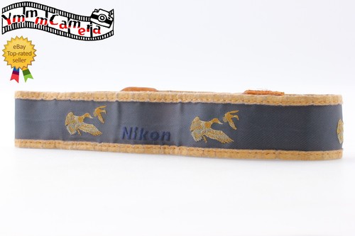 Rara [quasi come nuova] Nikon Neck Strap Navy Blue Wild Bird Stiches ...