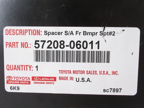 Genuine OEM Toyota 57208-06011 Driver Front Bumper Bracket Support 2015 ...